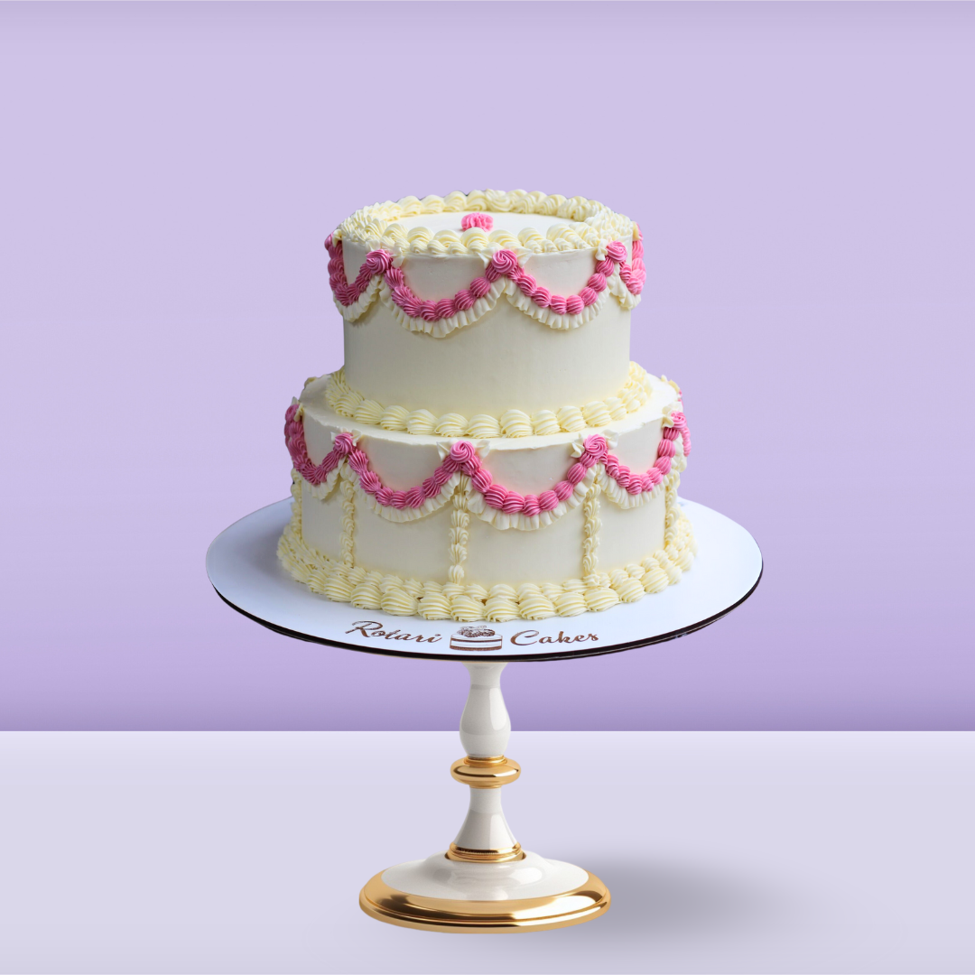 Two Tier Vintage piping cake – Rotari bakes