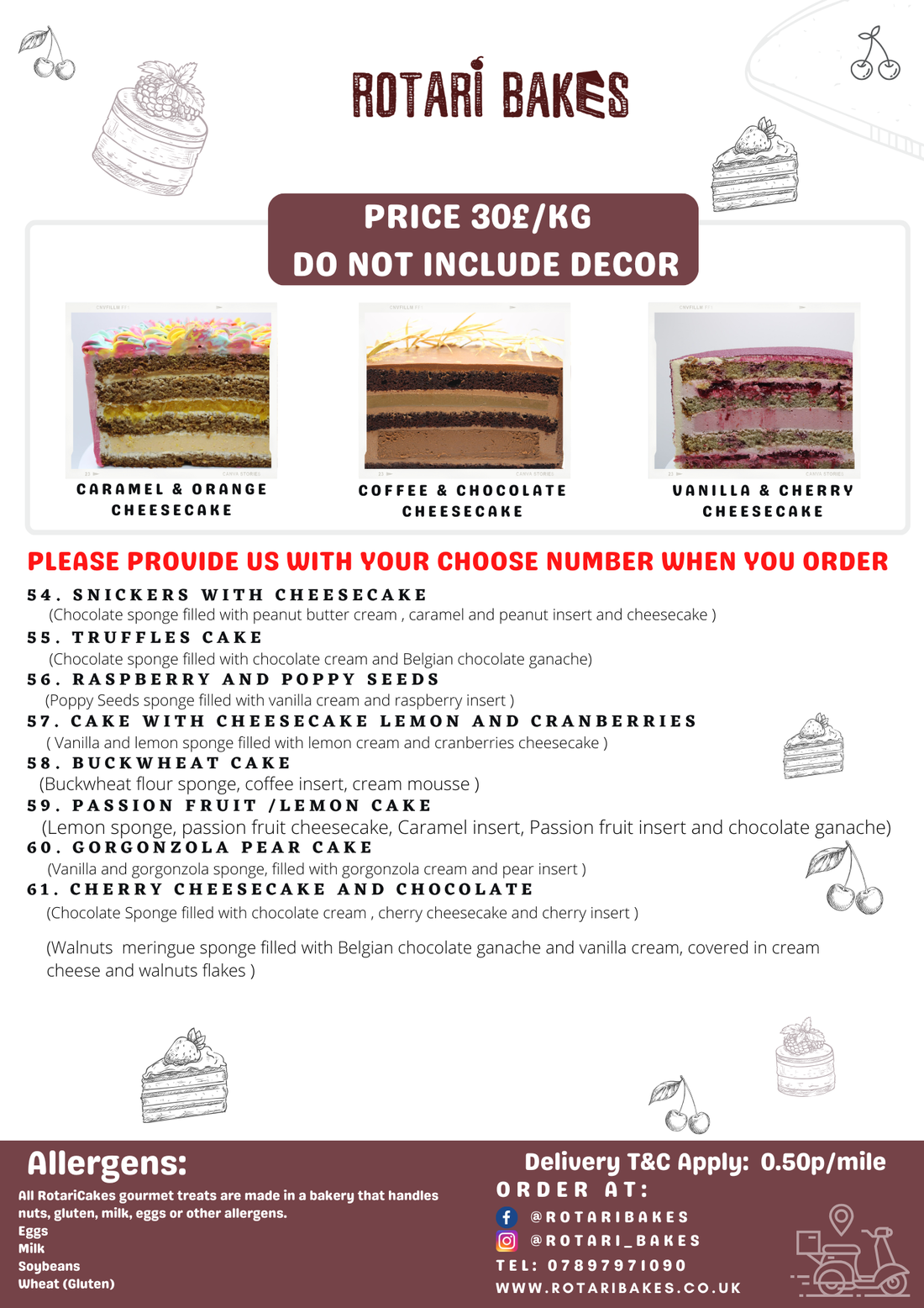Cakes Menu | Premium Bespoke Cakes for All Occasions – Rotari bakes