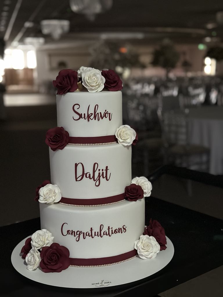 Three Tier Floral wedding Cake – Rotari bakes